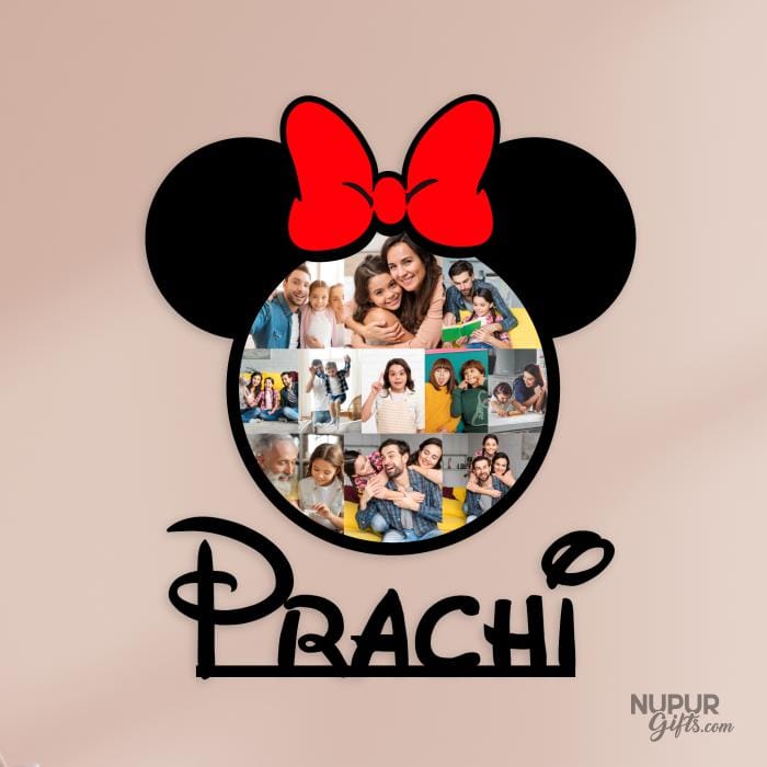 Personalized Disney Minnie Mouse Photo Frame with Kids Name - Nupur Gifts