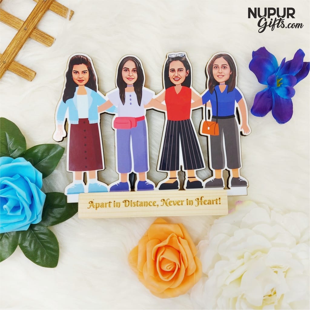 4 Friends Forever Caricature Photo Standee | Gift For Bestfriends ...