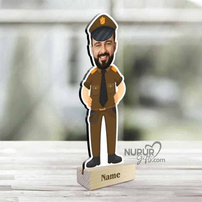 Male Police Officer Caricature Photo Stand | Personalized Gifts - Nupur ...