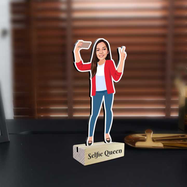 Selfie Queen | Social Media Drama Star Caricature Photo Stand - Nupur Gifts